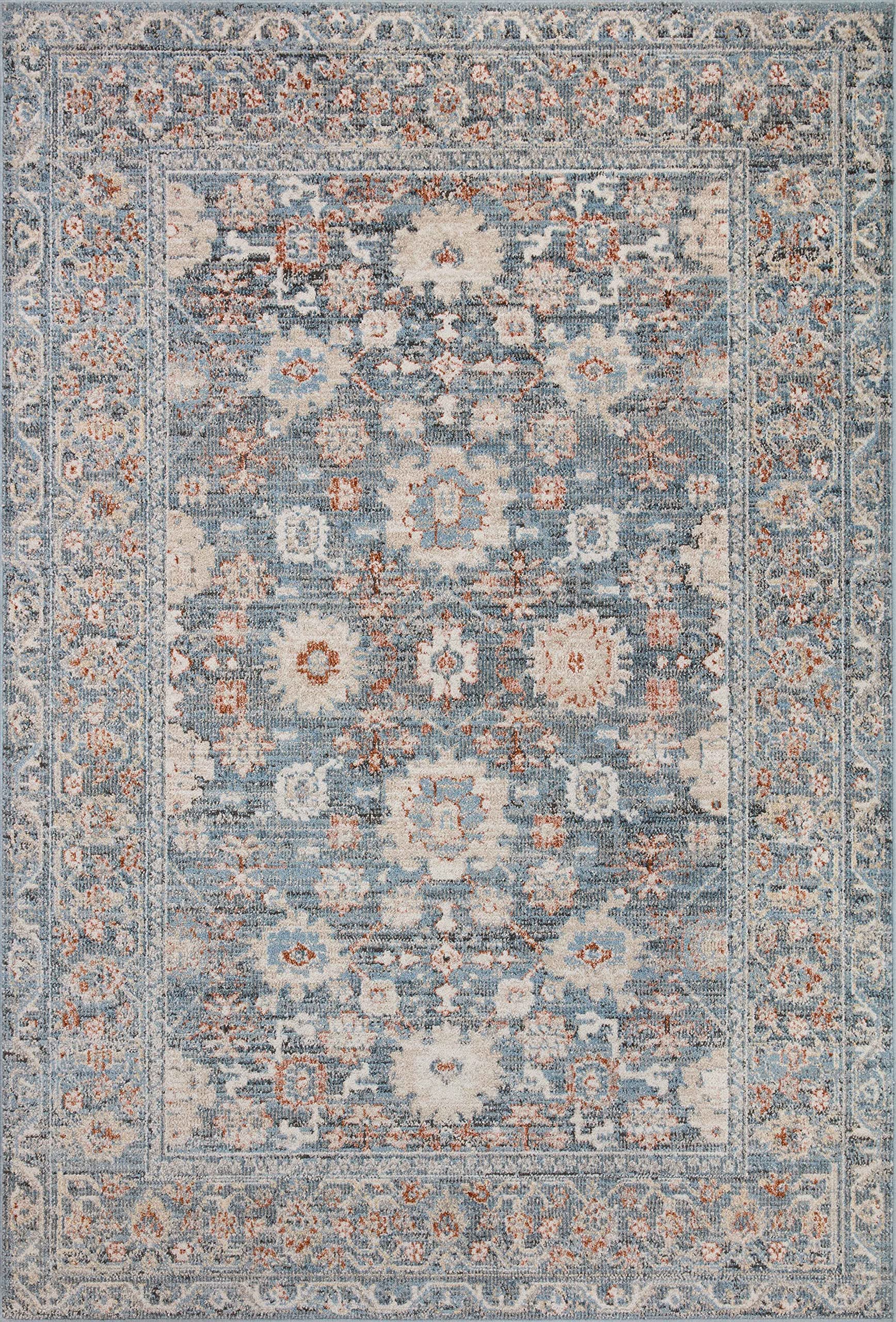 Loloi II Odette Collection ODT-07 Sky/Rust 6'-7" x 9'-6" Area Rug