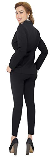 Marycrafts Women's Business Blazer Pant Suit Set for Work (Black, Numeric_12)