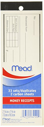 Mead Money Receipt Book with Duplicates, 66 Sheets (64120)