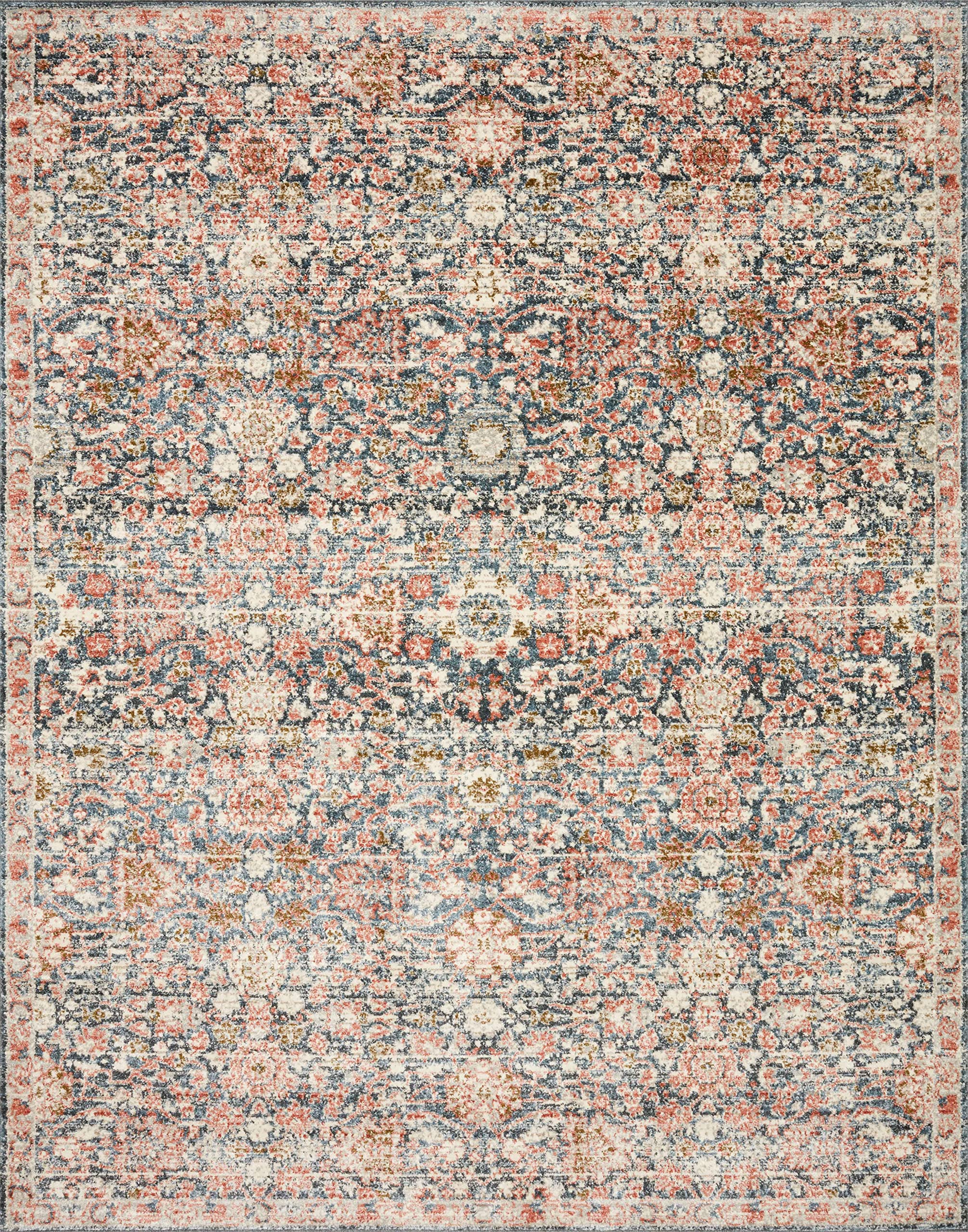 Loloi II Saban Collection, SAB-03, Navy/Rust, 9'-4" x 13', Area Rug, Soft, Durable, Moroccan, Persian, Vintage, Non-Shedding, Easy Clean, Living Room Rug
