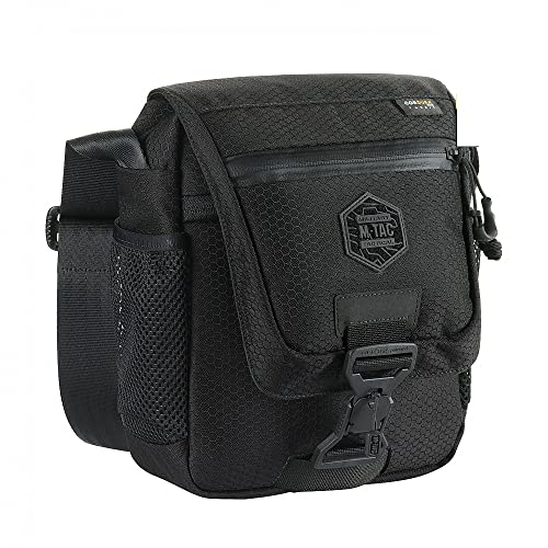 M-Tac Elite Satellite Magnet Crossbody Bag Gen.2 - Small Messenger Bag - Tactical Shoulder Pack with Concealed Carry for Men (Black Hex)