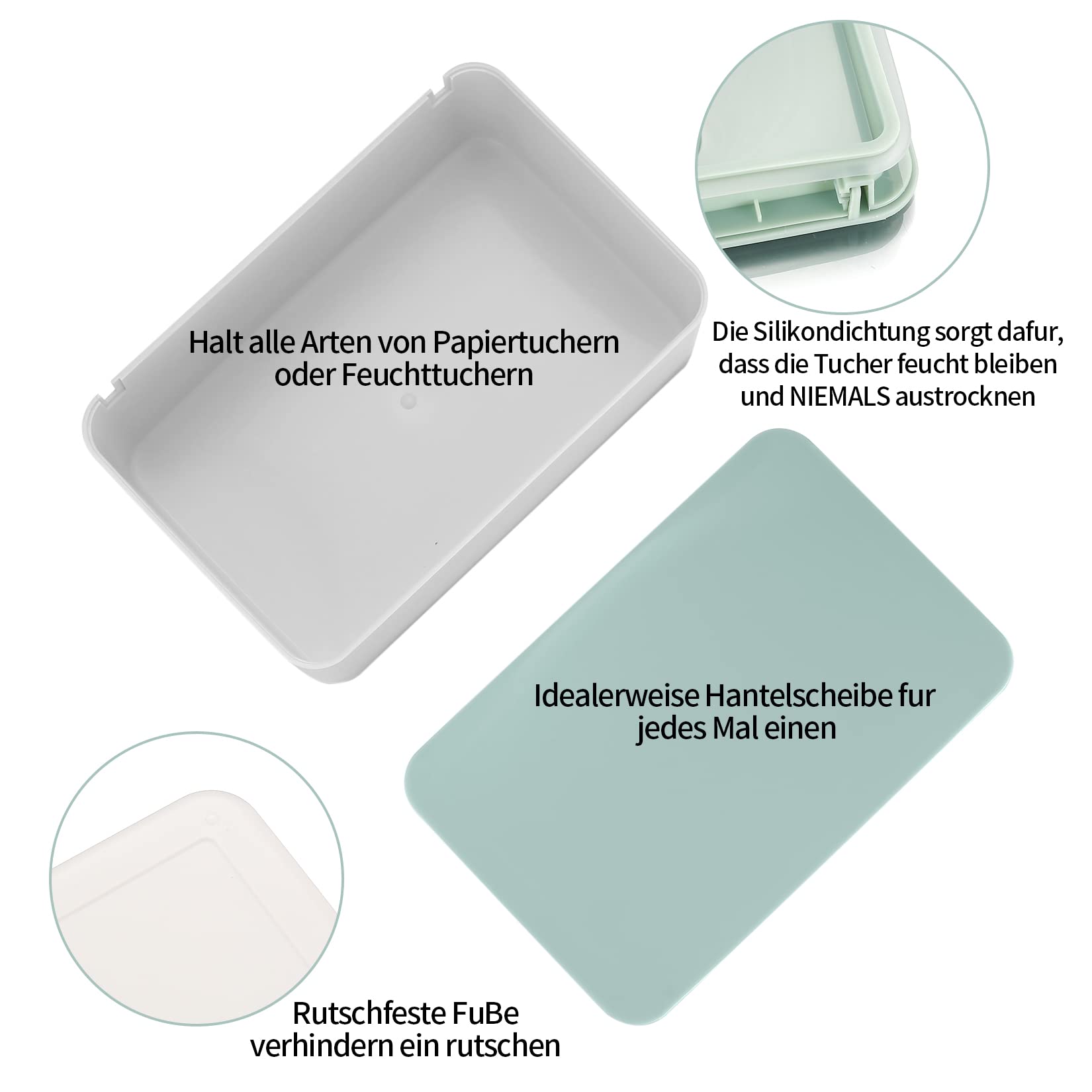YOUYIDUN - 2 Pcs Wipes Dispenser, Baby Wipe Container, Wet Wipes Cases, Refillable Wipe Holders, Tissue Paper Storage Box Case Dispenser Non-Slip for Bathroom Baby Nursery, Keeps Wipes Fresh