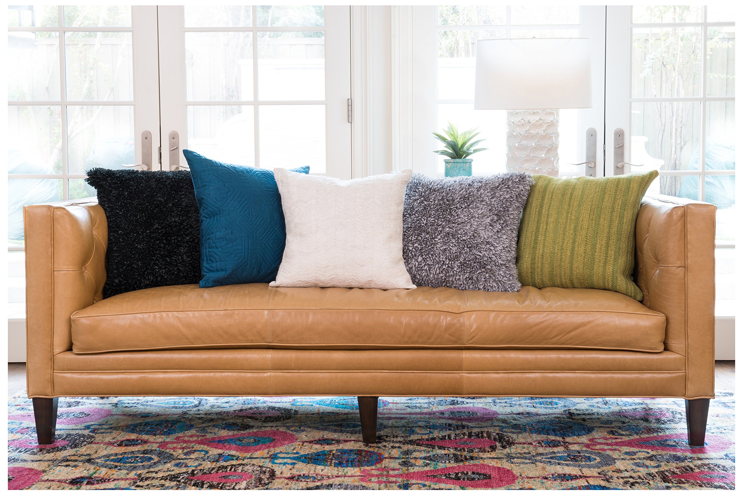 Loloi Loloi-DSETP0168GR00PIL3-Green Decorative Accent Pillow Wool & Cotton Cover with Down Fill 22" X 22", Green
