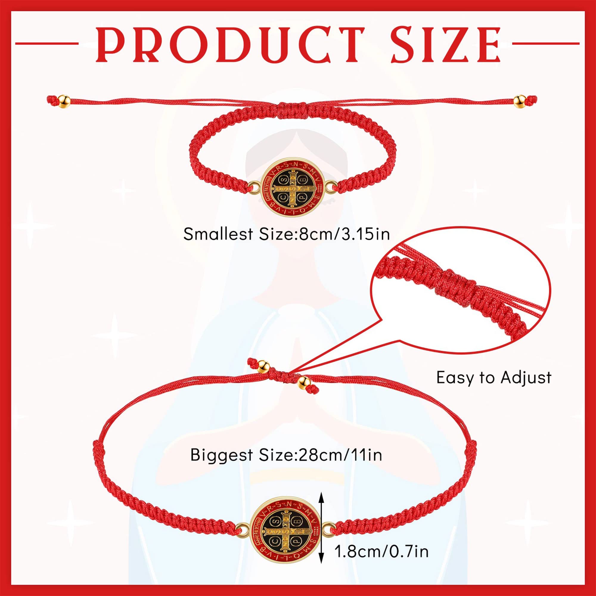 Taiyin 50 Pcs Saint Benedict Virgin Mary Saint Jude Bracelet Catholic String Bracelets Rosary Bracelet for Women Bead Bracelets