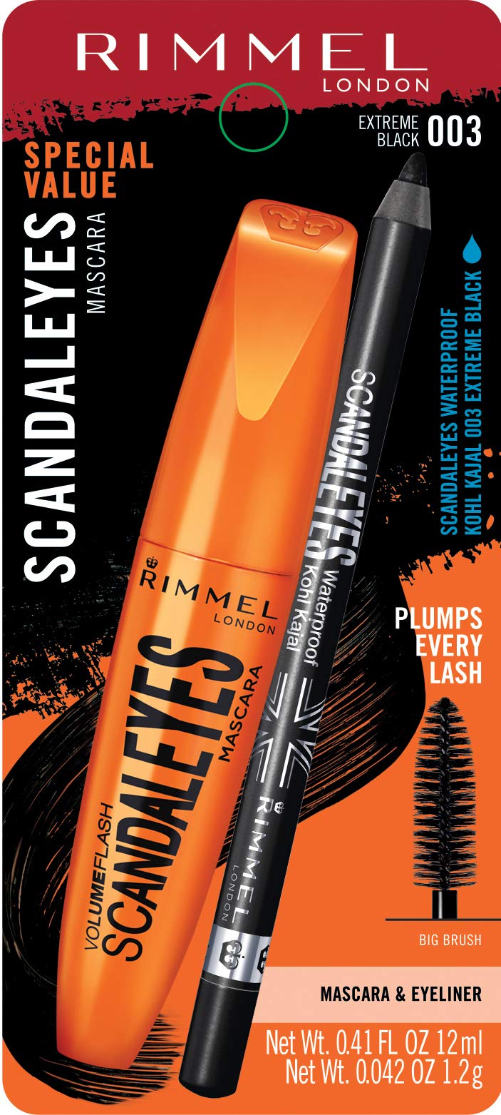 Rimmel Scandaleyes Mascara with Waterproof Kohl Kajal Liner, Extreme Black, 0.405 Fluid Ounce, 1 Count