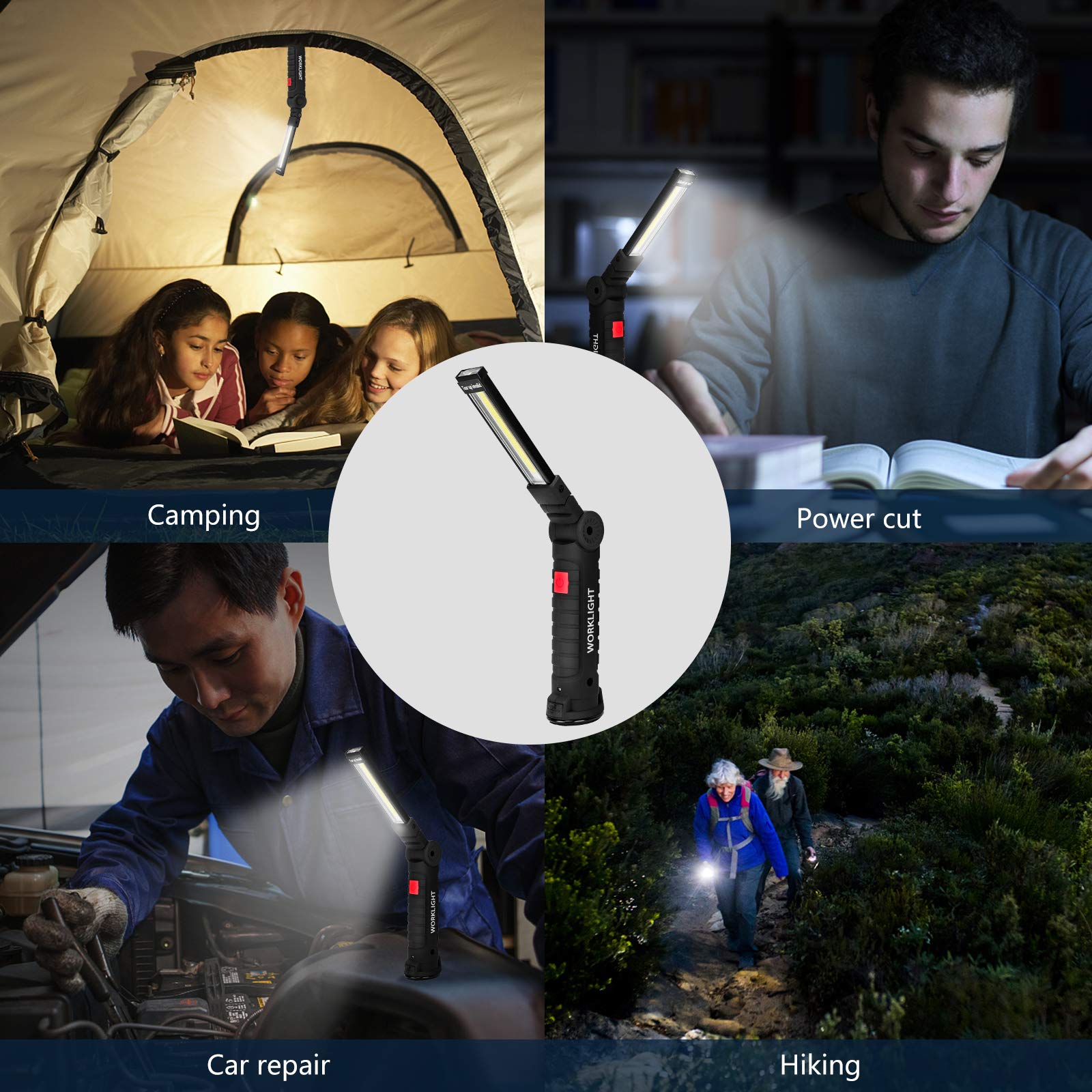 Lmaytech Tool Gifts for Men 2Pack Rechargeable LED Work Lights with Magnetic Base, 360° Rotation,Versatile Lighting for Repairs, Outdoors,Christmas Gifts,Stocking Stuffers Mens Gifts