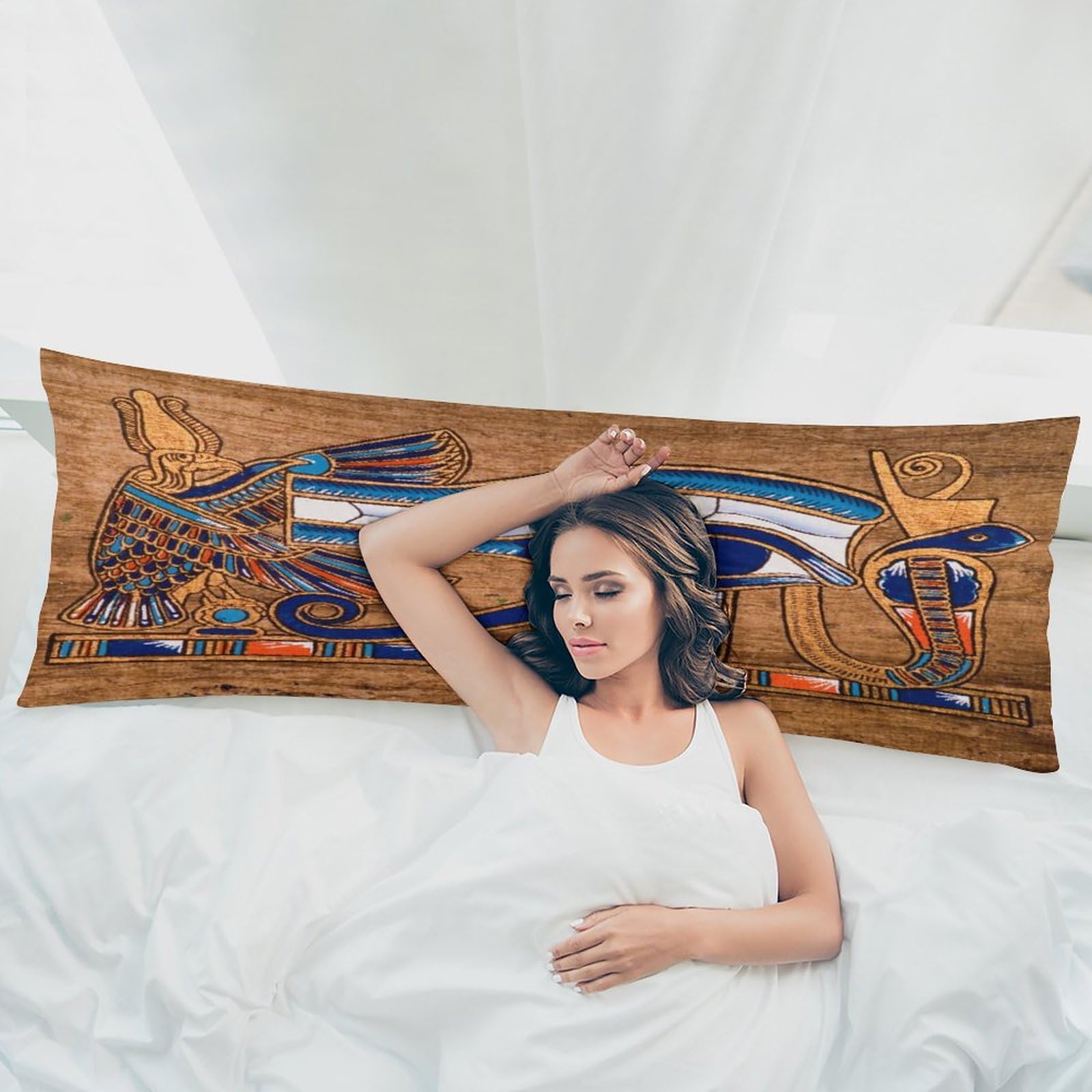 Lycomify Body Pillow Cover,Egyptian Papyrus Depicting The Horus Eye Printed Long Pillow Cases Protector with Zipper Decor Soft Large Covers Cushion for Beding,Couch,Sofa,Home Gift 20"x54"