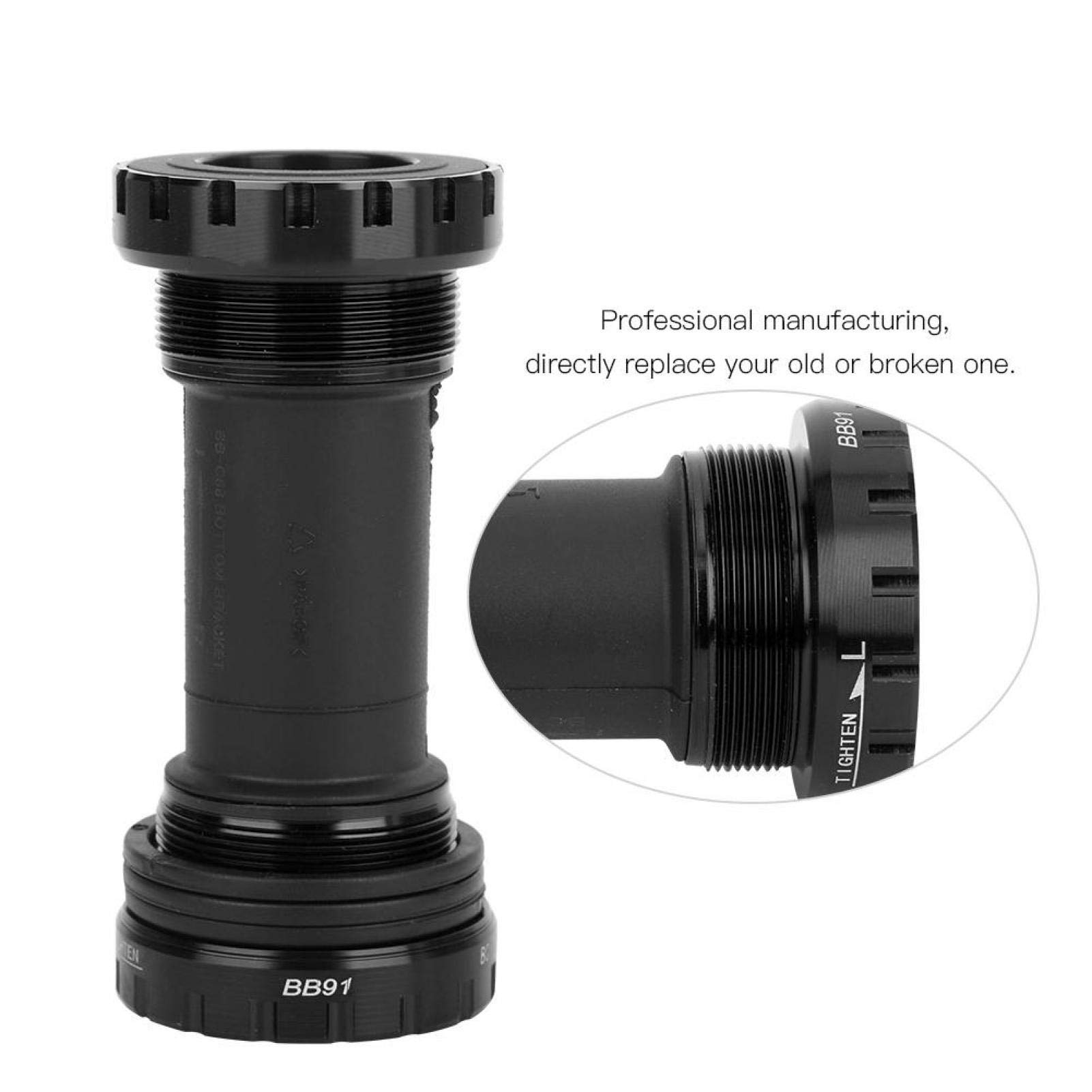 Shipenophy Bike Hollow Press-in Type Thread Bottom Bracket Accessory Road Mountain Bicycle Bike Bottom Bracket for Mountain Road Bicycle(Black)