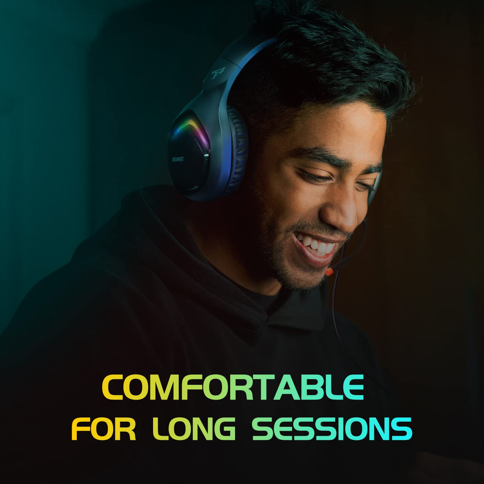 SOMIC G310 Gaming Headset, 3.5mm Gaming Headphones with Microphone Noise Cancelling with RGB Light, Stereo Sound for PC, Laptop, PS4, PS5, Xbox