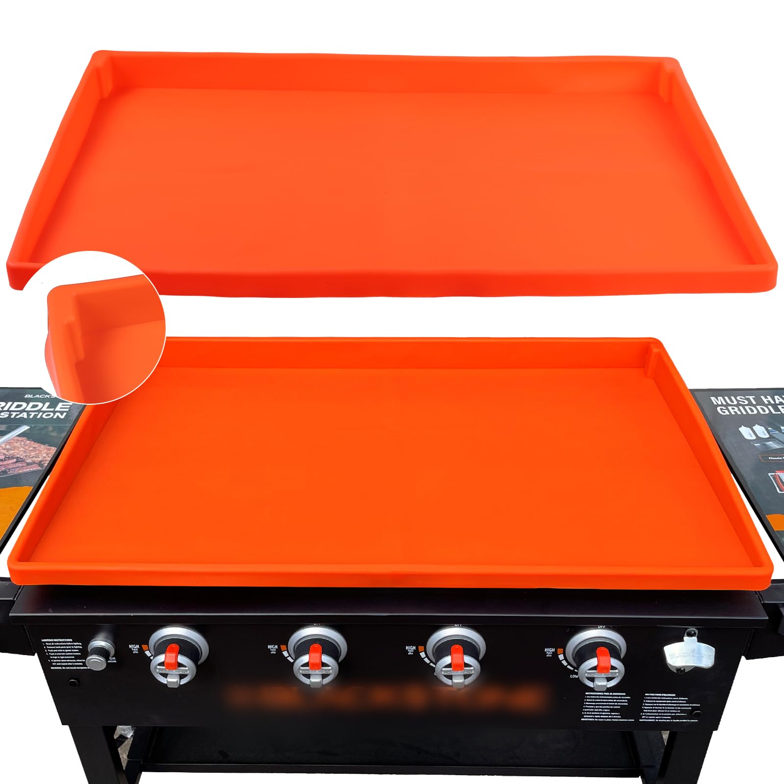 MACCVIO Griddle Cover for Blackstone Grill 28 Inch, Upgrade Full-Range Edge Heavy Duty Food Silicone Protective Mat Cover,All Season Surface Protective Cover Reusable BBQ Grill Mat (28in)
