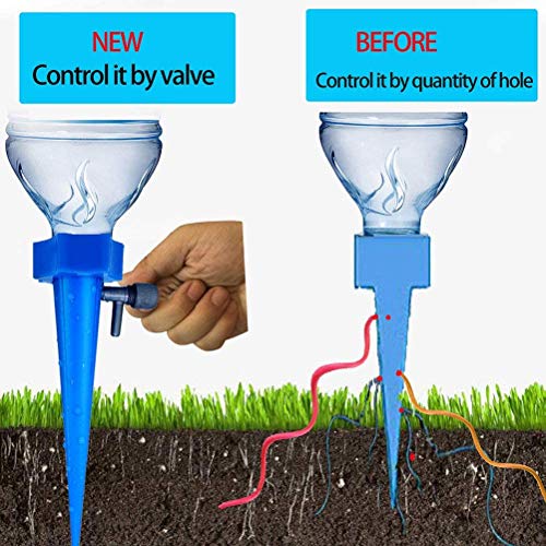 LYF Plant Self Watering Spikes Devices, Automatic Watering Spikes System with Slow Release Control Valve Switch Self Irrigation Watering Drip, Upgrade Design with Anti-Tilt Bracket… (A)