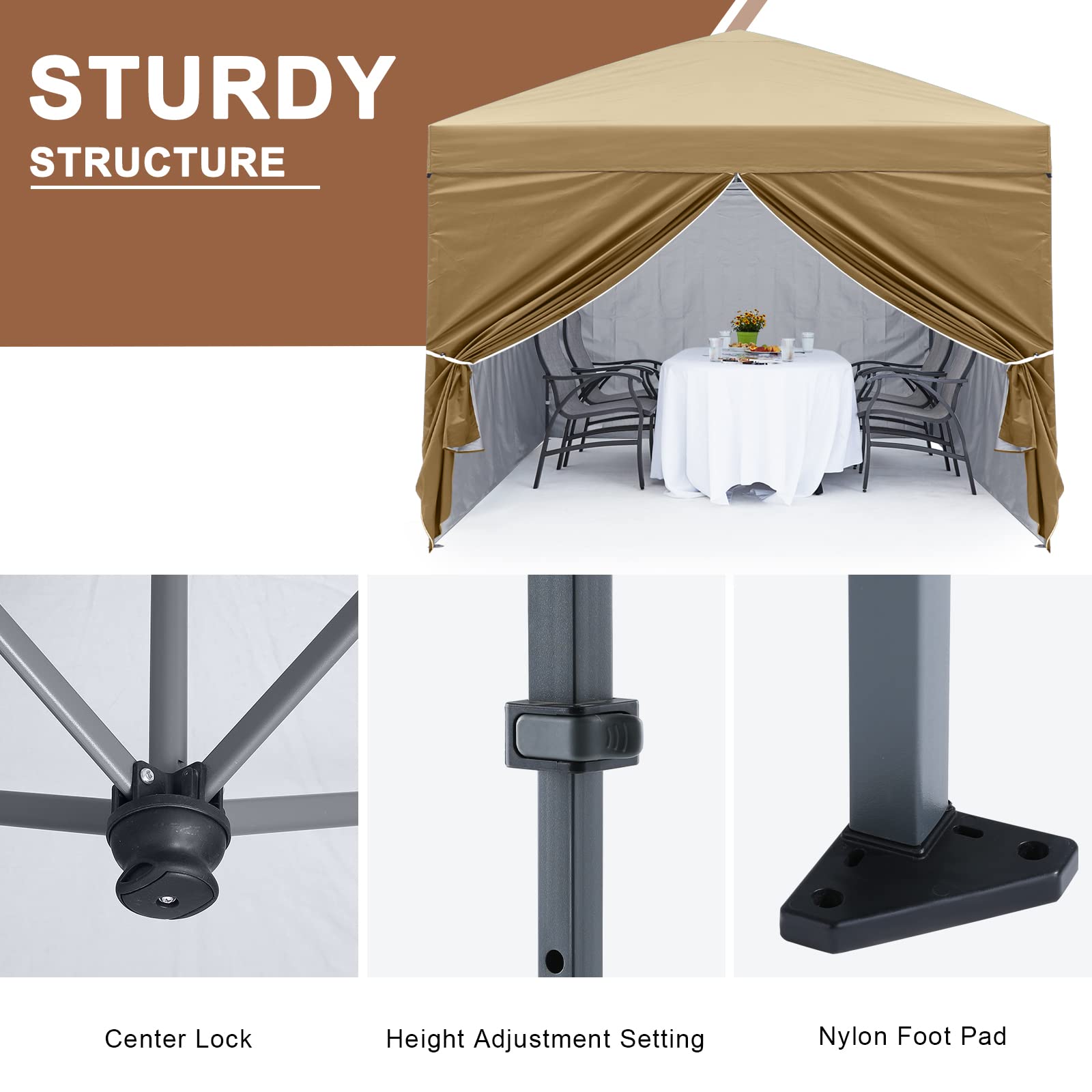 MASTERCANOPY Pop Up Canopy Tent 10x10 with Church Window Sidewalls (10x20, Black)