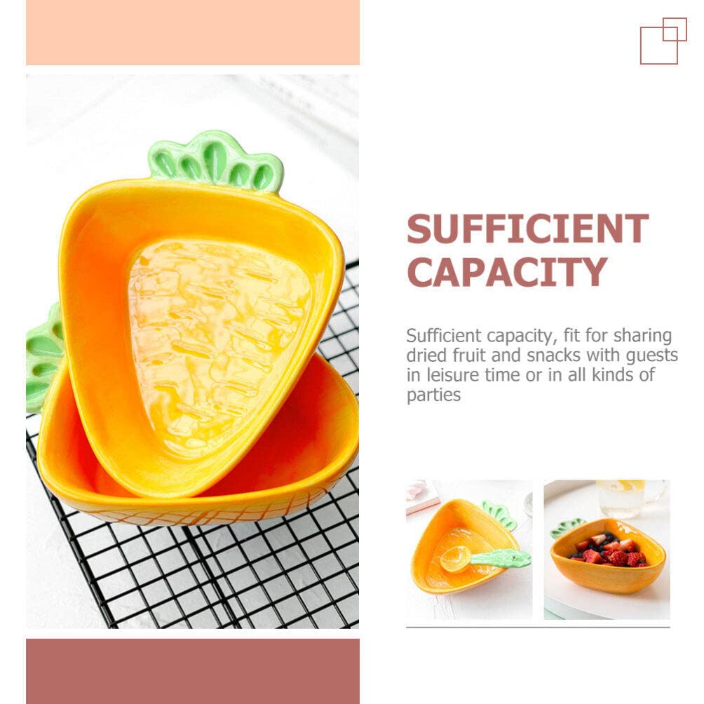 SHERCHPRY Carrot Shaped Ceramic Serving Dish Cute Cartoon Ceramic Bowls Rice Bowls Salad Bowls Soup Bowls Saucer Candy Nut Dish Easter Decorations