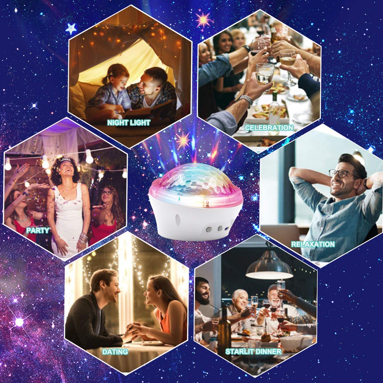 Night Llight Star Projector, Portable USB Star Projector, with 4 Modes and Timers, Suitable for Children, Babies, Adults, Bedroom, Living Room, Game Room/Kitchen Decoration
