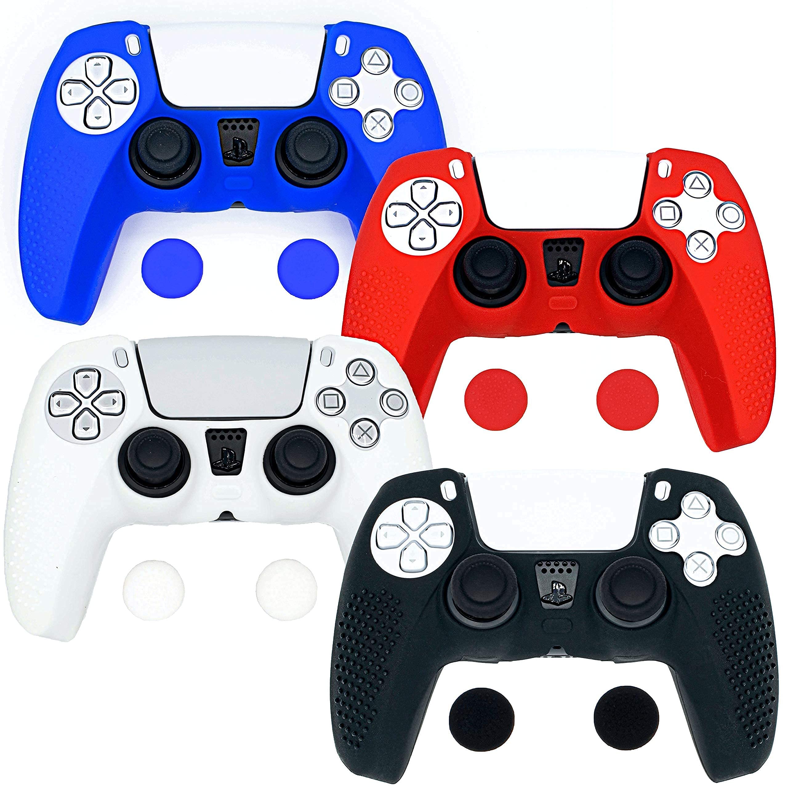 PS5 Controller Skins Cover 4 Pack - Silicone Anti-Slip Grip Case Design Improved for PlayStation 5 DualSense Charging Station