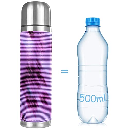Stainless Steel Leather Vacuum Insulated Mug Geometry Thermos Water Bottle for Hot and Cold Drinks Kids Adults 16 Oz
