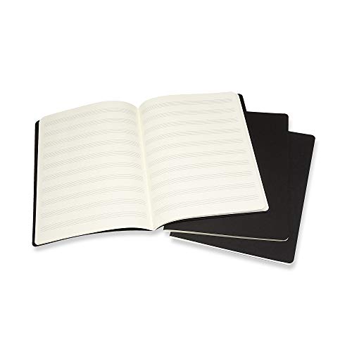 Moleskine Art Cahier Music Notebook, Soft Cover, XL (7.5" x 9.5") Pentagram, Black, 80 Pages (Set of 3)