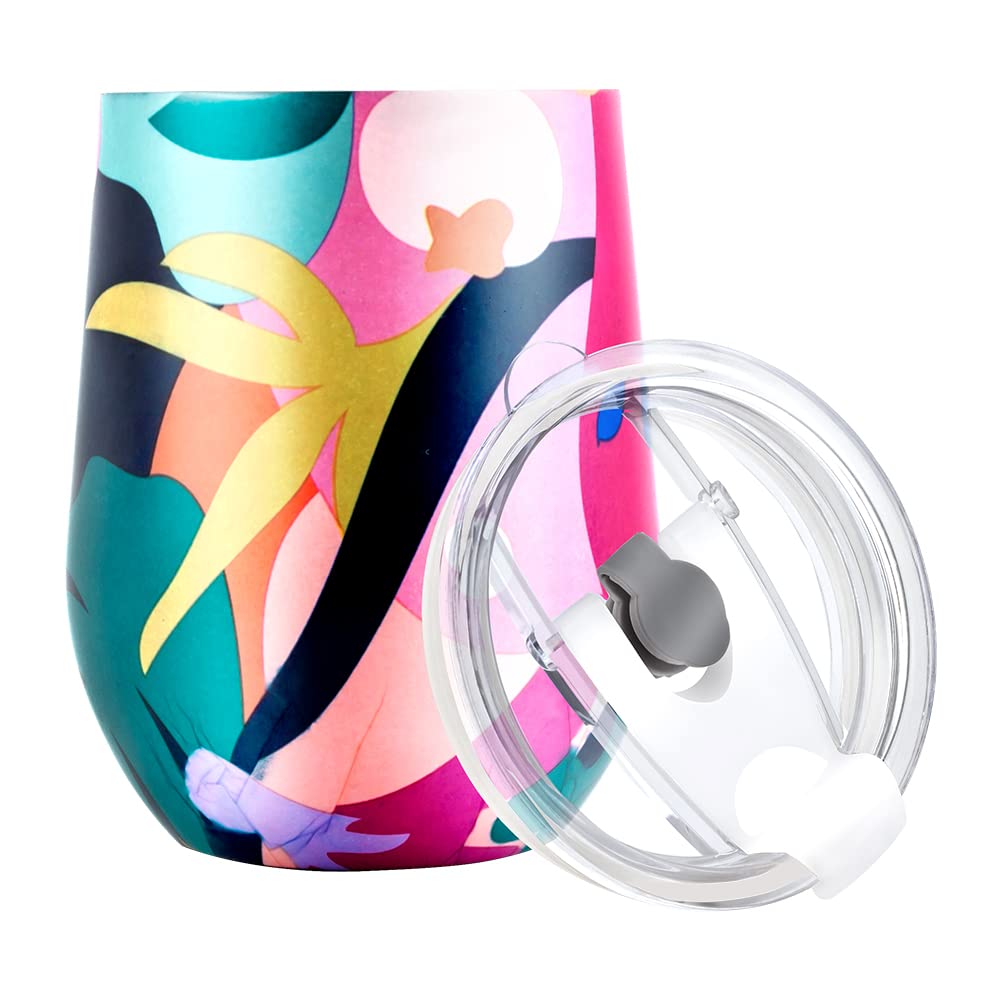 PLATINIUM Stainless Steel Wine Tumbler,12oz Vacuum Insulated Wine Tumbler with Lid,Stemless Wine Tumbler,Keep Cold & Hot,Leak-Proof,Dishwasher Safe,Perfect for Travel & Outdoors|Forest