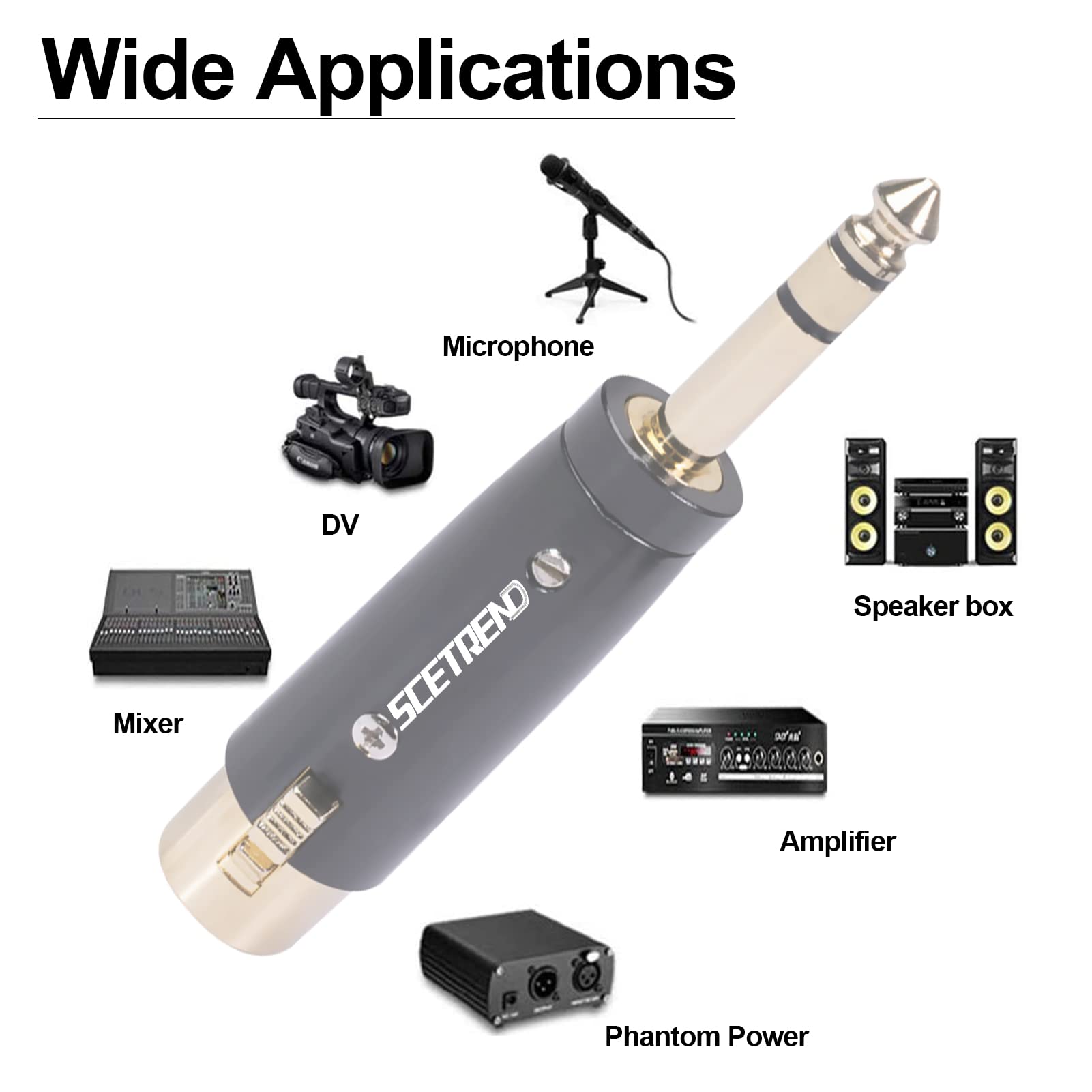 SCETREND 1/4 to XLR Female Adapter XLR 3 Pin Female to 1/4 Inch TRS Gold Plated Stereo Balanced Audio Adapter Connector - 1 Pack