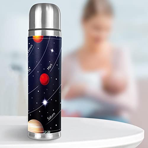 Stainless Steel Vacuum Insulated Mug, Solar System Print Thermos Water Bottle for Hot and Cold Drinks Kids Adults 17 Oz
