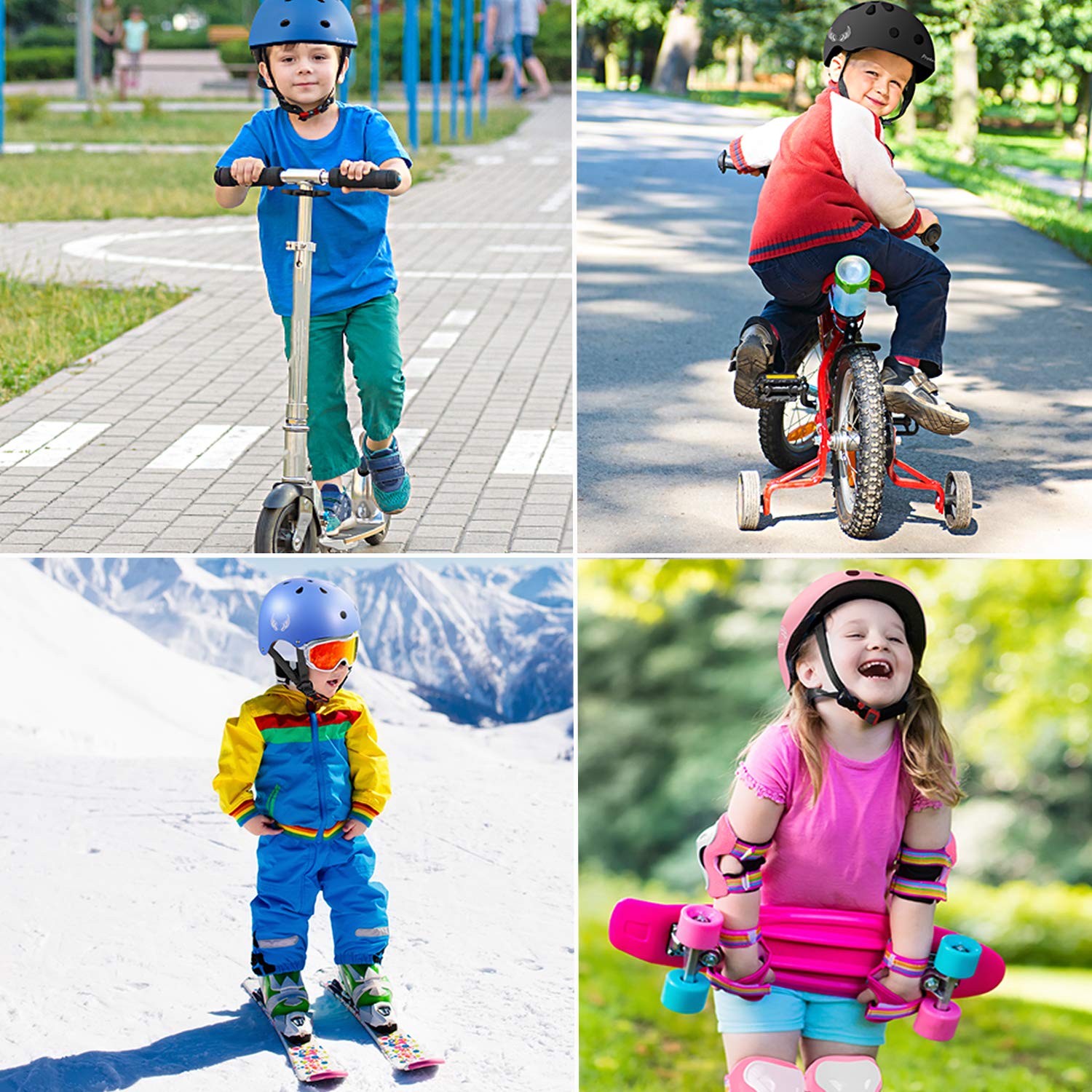 Orieta Scooter Skateboarding Roller Skating Helmets for Kids 3-8, Adjustable Lightweight Rollerblade Longboard Teen BMX Bike Helmet(Black, S)