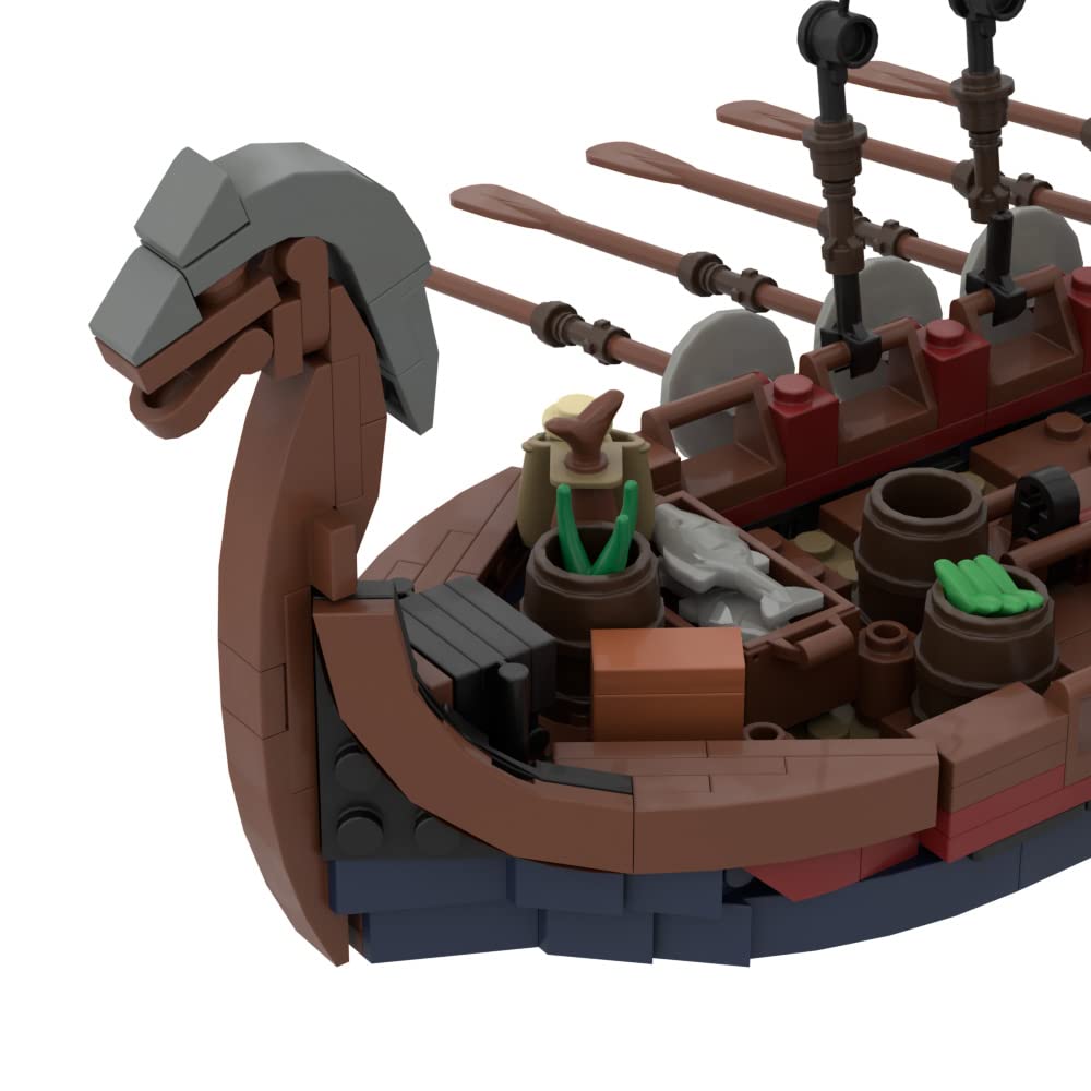 Viking Longship Building Blocks Kit,MOC Military Vessel Ship Model Medieval Pirate Ship Troop Carrier Brick Model DIY Kids Toys Birthdays Gift