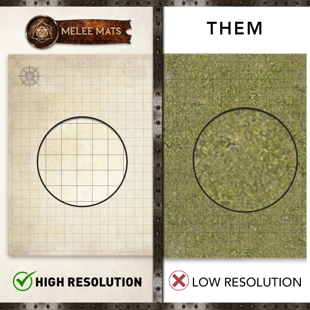Melee Mats DND Map Starter Kit for Dungeons & Dragons Game - 23β x 27" Double Sided, Wet/Dry Erase Battle Terrain Grid - Ultimate Tabletop Board Gaming Experience with Accessories