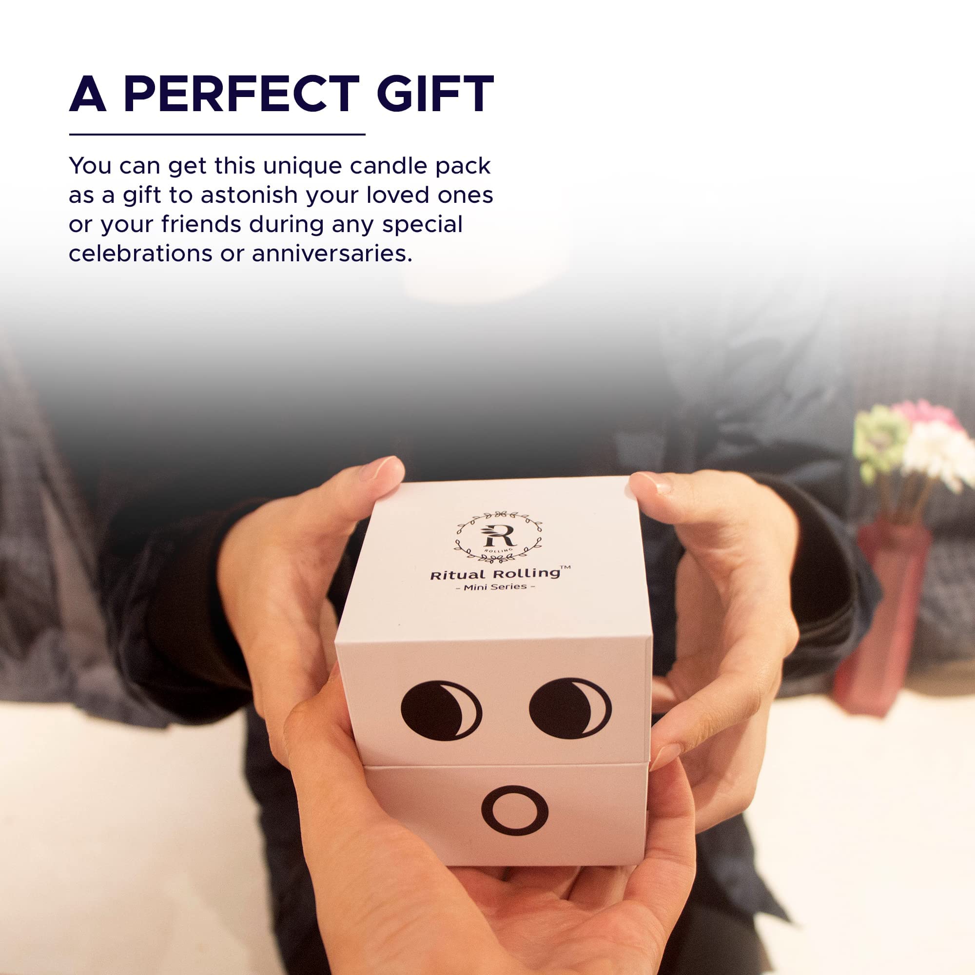 Ritual Rolling Scented Candle, Candle Gift Set, Soy Candle, Candle Pack, Relaxing Candle, Meditation Candles, Calming Candles Comes with Glass Candle Jar (White)