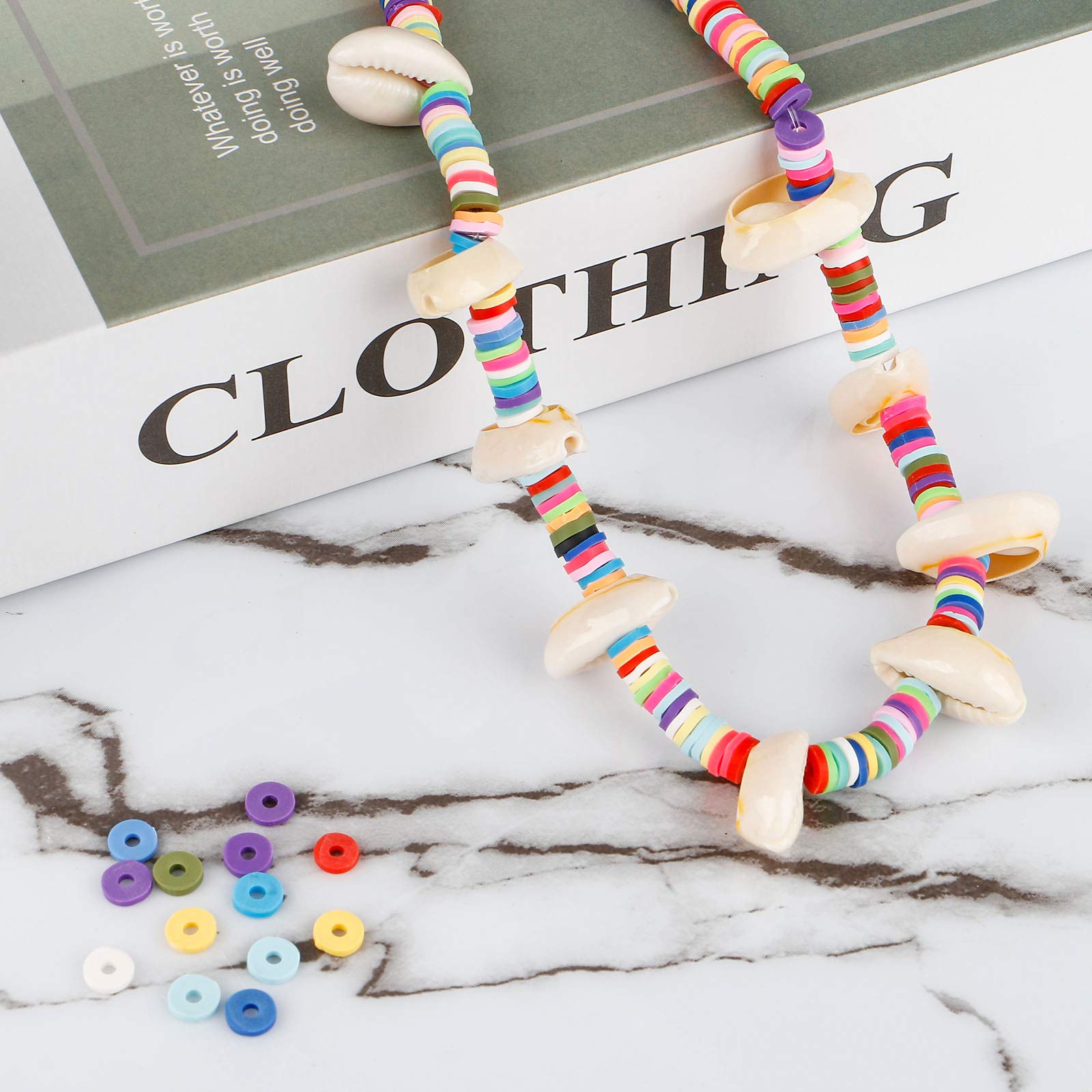 MTOUOCK 4500 Pcs Flat Round Clay Beads for Jewelry Making Necklaces and Bracelets DIY Earring Necklace Craft Set (18 Colors 6mm)