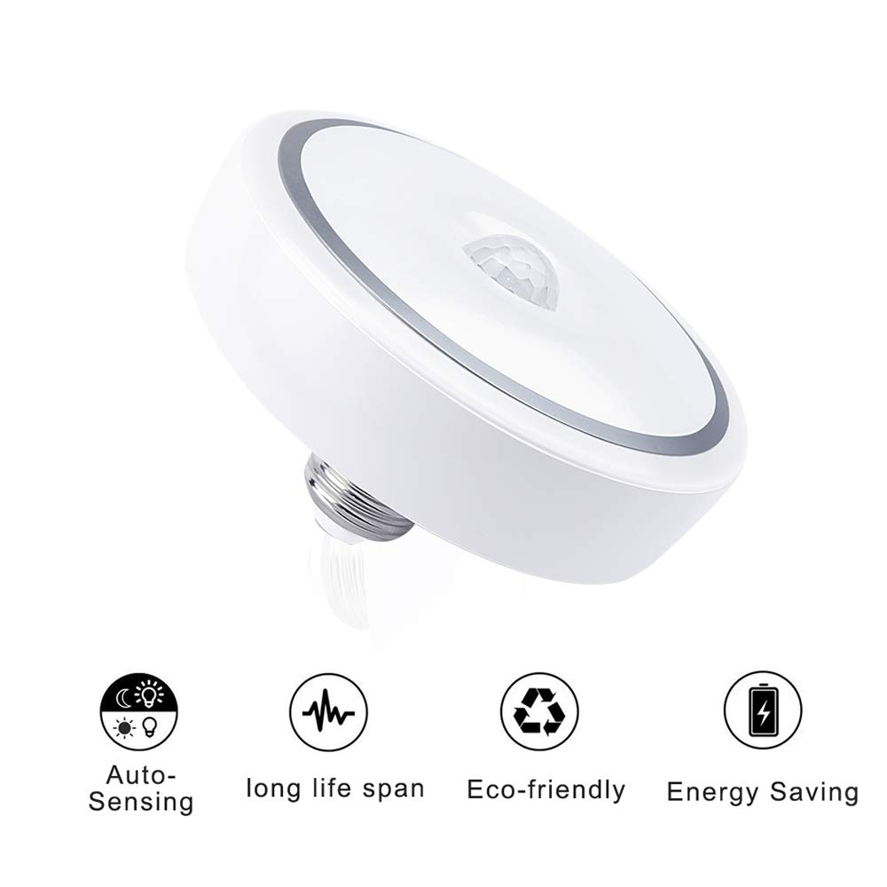 Luxvista E26 Dusk to Dawn Motion Sensor Light Bulb, 15W 1500LM 150W Equivalent 6000K Cool White Motion Activated LED Bulb, Light Sensor Indoor Motion Detector Lights for Inside Stair Garage(1-Pack)