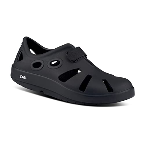OOFOS(ウーフォス) Women T-Bar Sport Sandal, Black, 23.0 cm