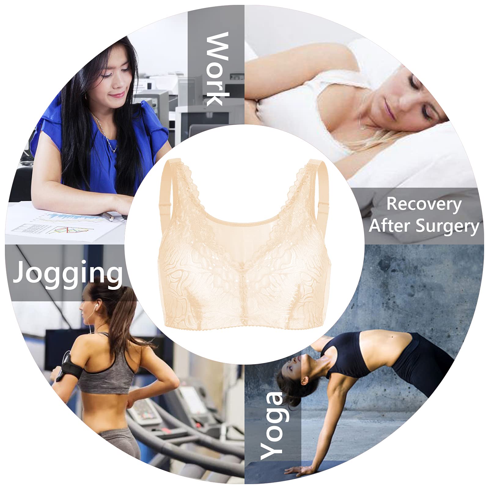Mastectomy Bra for Women with Pockets for Prosthesis Mastectomy Silicone Breast Prosthesis Women (38/85C, beige)
