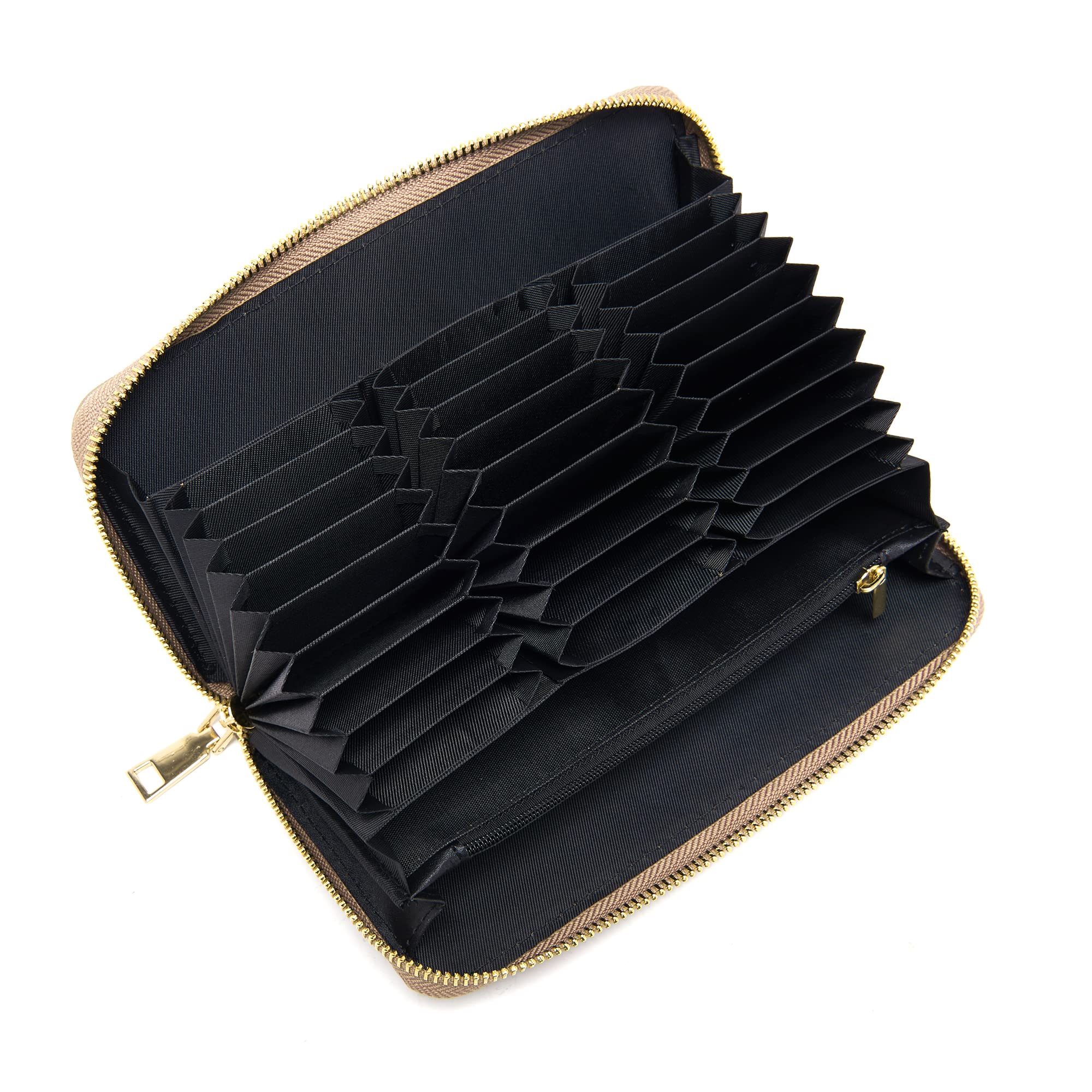 Soperwillton Womens Walllet RFID Blocking PU Leather Zip Around Large Capacity Credit Card Wallet