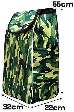 Shopping Trolley on Wheels Multi Function Shopping Cart Large Capacity Light Weight Wheeled Trolley Push Cart Bag with 6 Wheels Folding Climbing Stair Car Storage Hand Trucks,Camouflage ,S