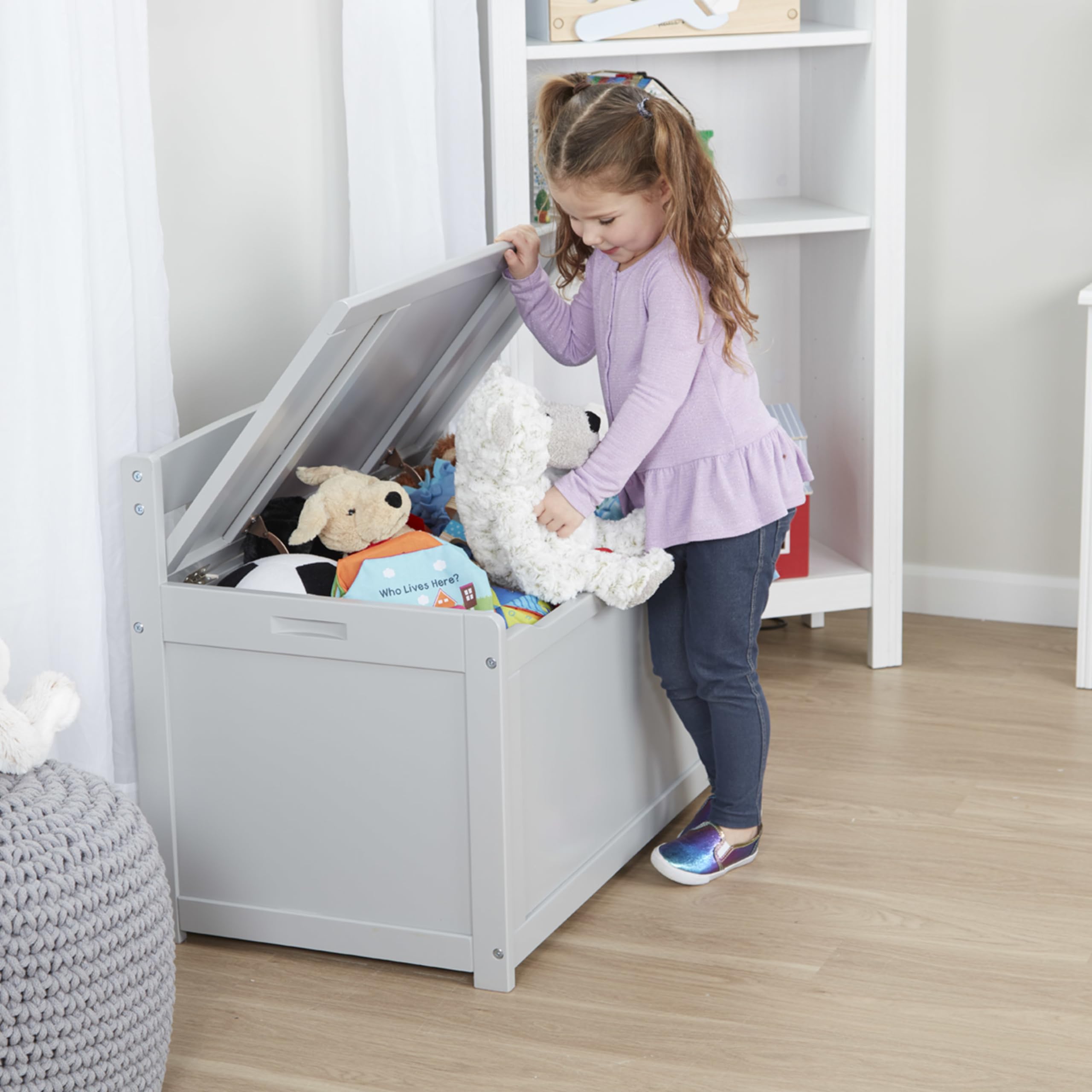 Melissa & Doug Wooden Toy Chest - Gray Furniture for Playroom