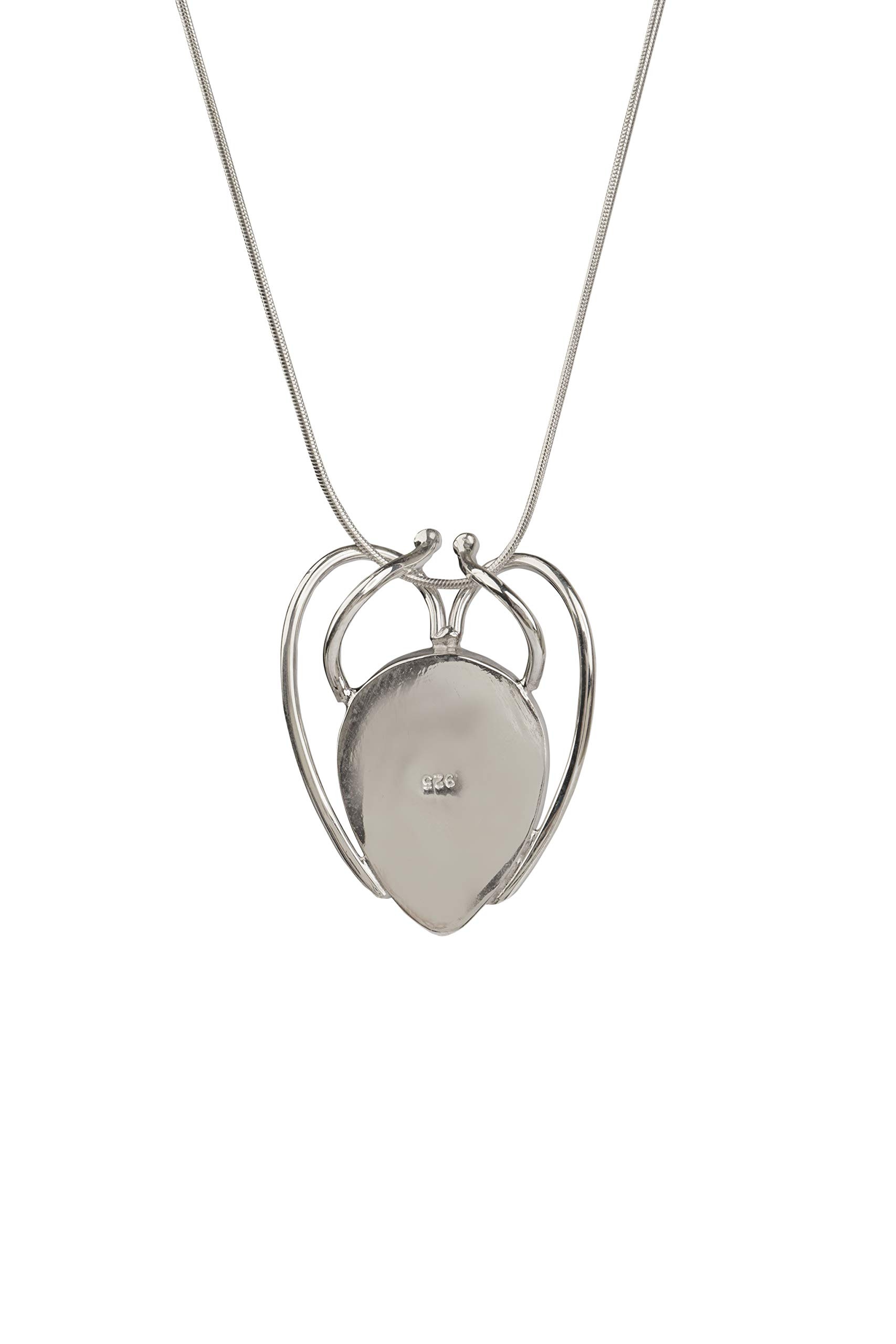 Rock's Rocks Sterling Silver Natural Larimar Teardrop Pendant with 25x18mm Stone, 1-3/8" Long