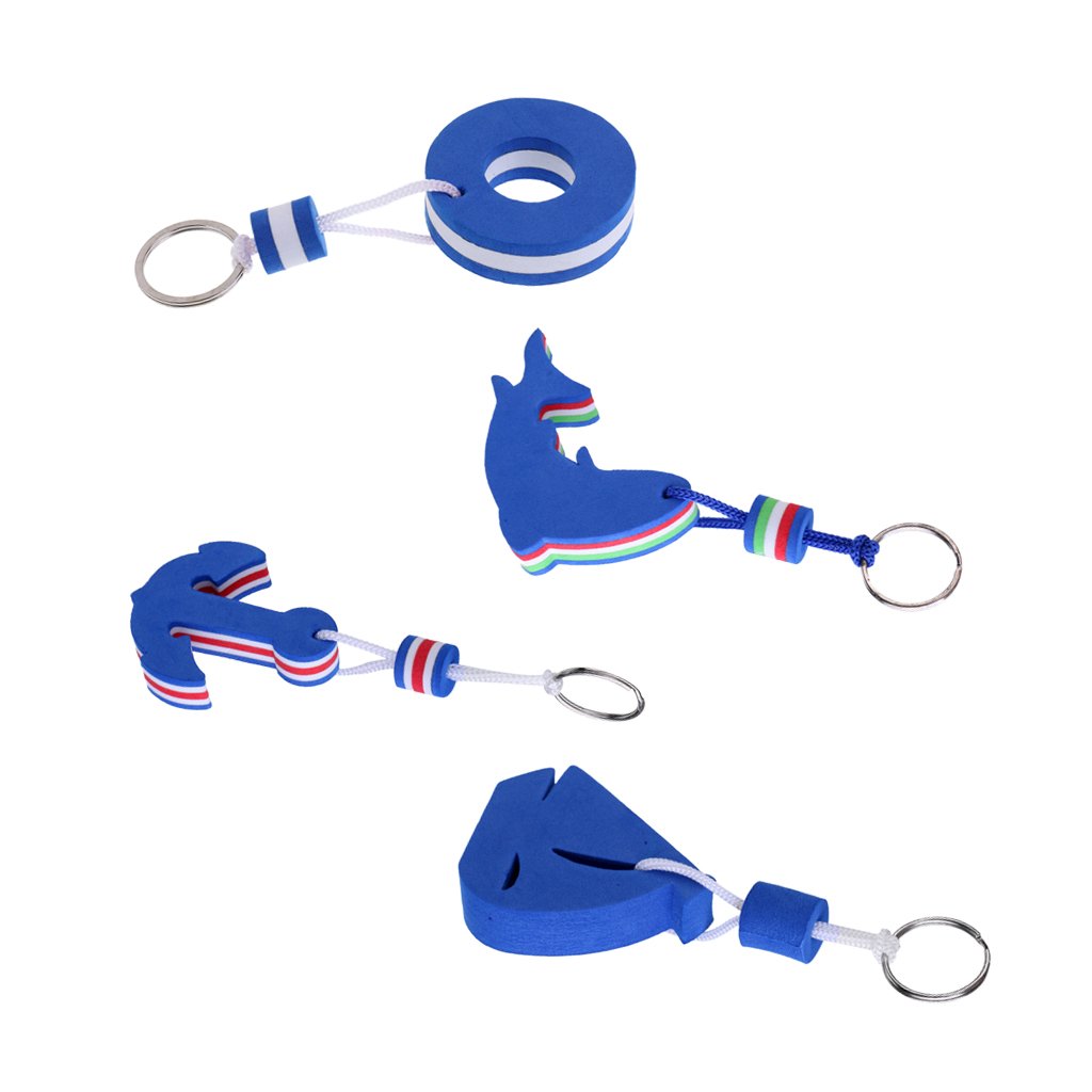 MonkeyJack 4 Pieces Boat Floating Key Chain Storage Keychain Water Sports Sailing, Anchor, Dolphin and Buoy Shaped