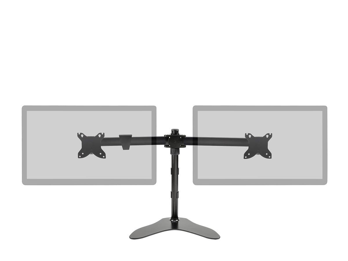 Monoprice Dual Monitor Free Standing Adjustable Desk Mount - for Monitors 15~30in, Up to 100 x 100 VESA, Black