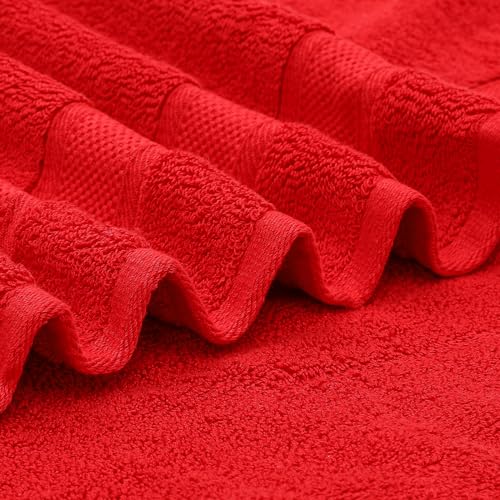 Magshion Extra Large Cotton Bath Sheet for Bathroom Adults Oversized Quick-Dry Bath Sheet Towels Set of 2,Red