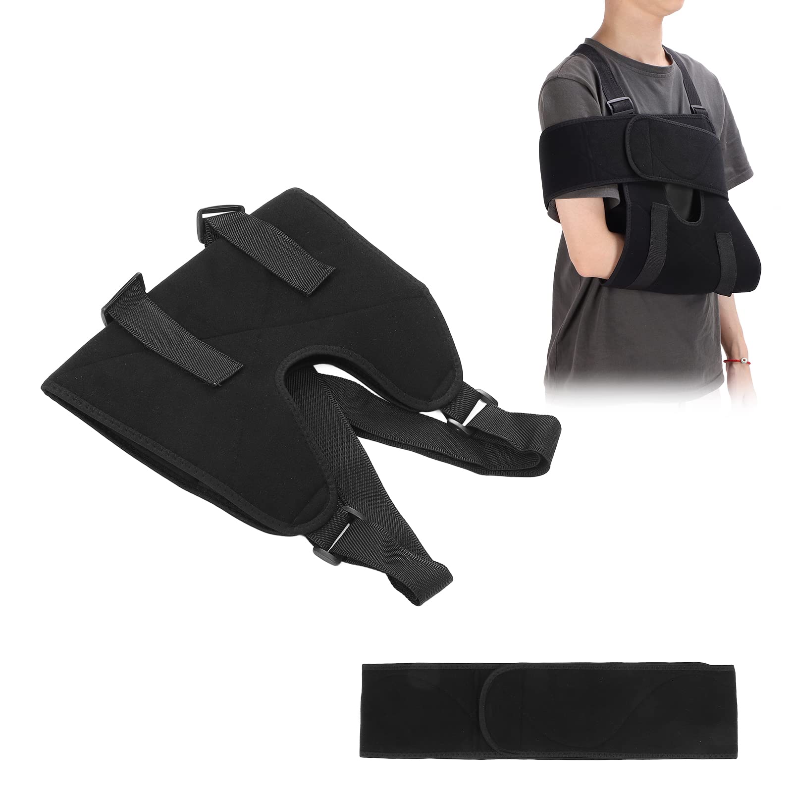 Shoulder Immobilizer Brace, Cross Back Arm Immobilizer Band Breathable Detachable Shock Absorbing Shoulder Pad Removable for Shoulder Injury