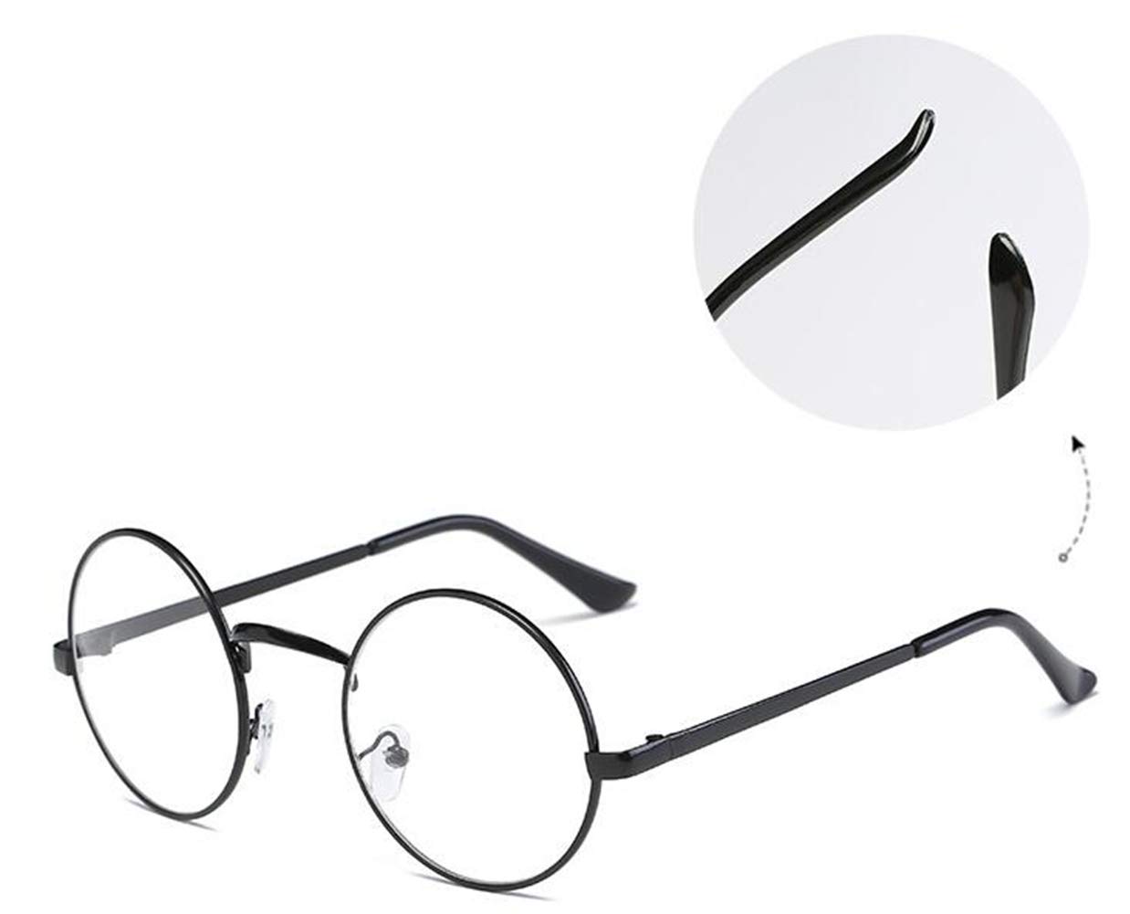 LOVEF Large Oversized Metal Frame Clear Lens Round Circle Vintage Eye Glasses 5.4 * 2inch (Black)