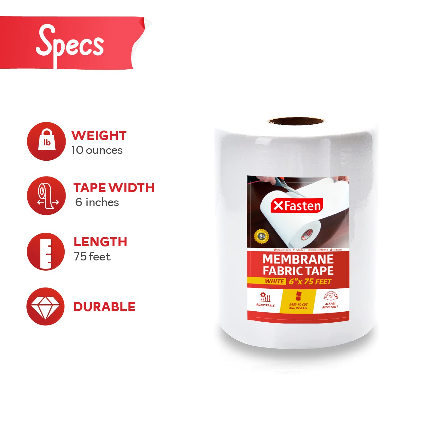 XFasten Waterproofing Membrane Sheet, 6β x 75 Ft Shower Waterproofing Membrane Tape for Underlayment Tile, EPDM Underlayment, Cement Board Tape