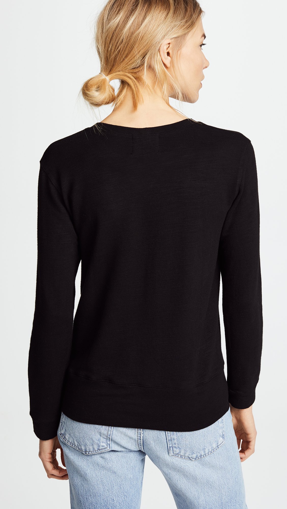 Monrow Women's Supersoft Crew Neck Sweatshirt, Black, Extra Small