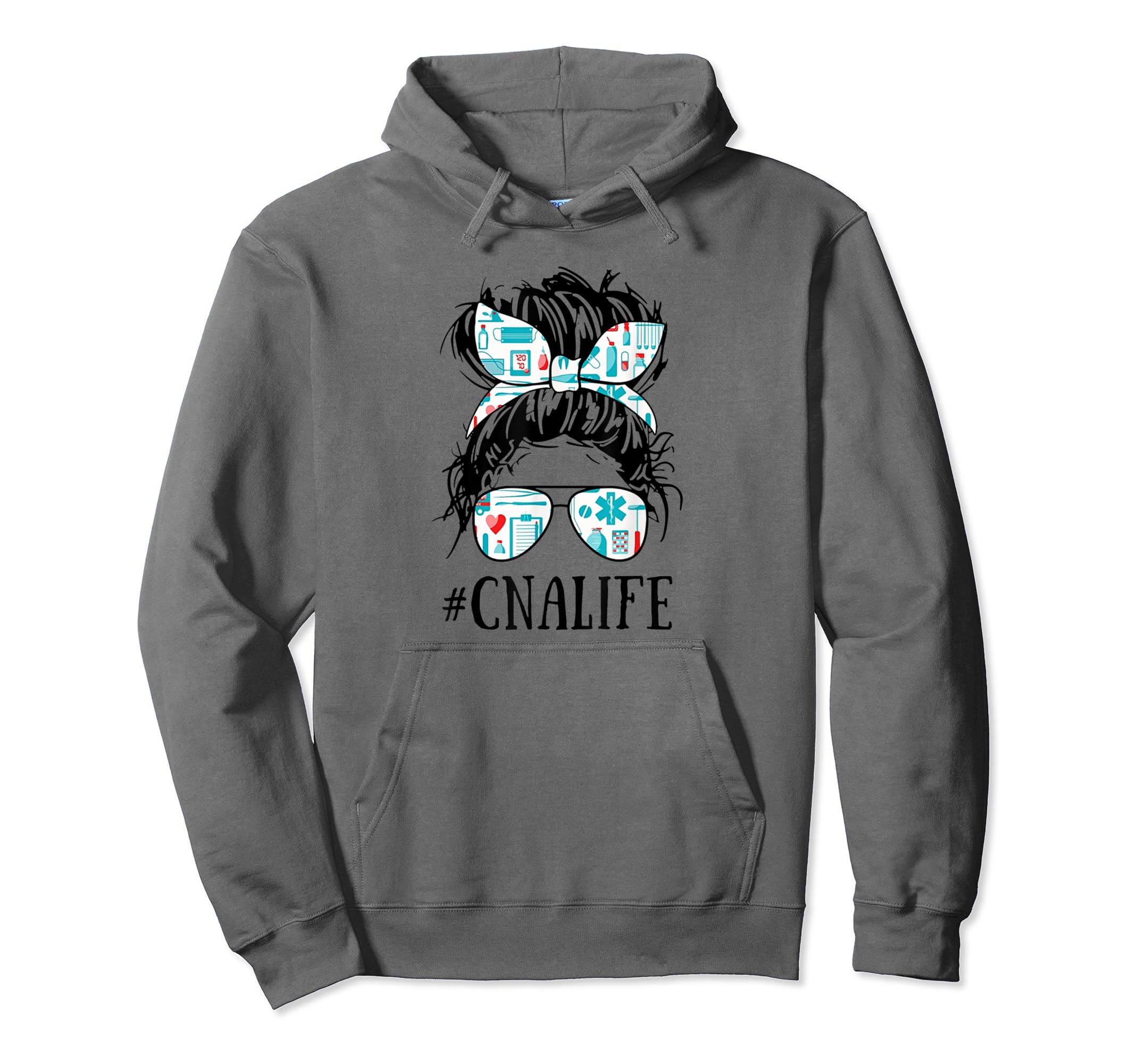 Messy Hair Woman Bun CNA Nurse Life Healthcare Pullover Hoodie