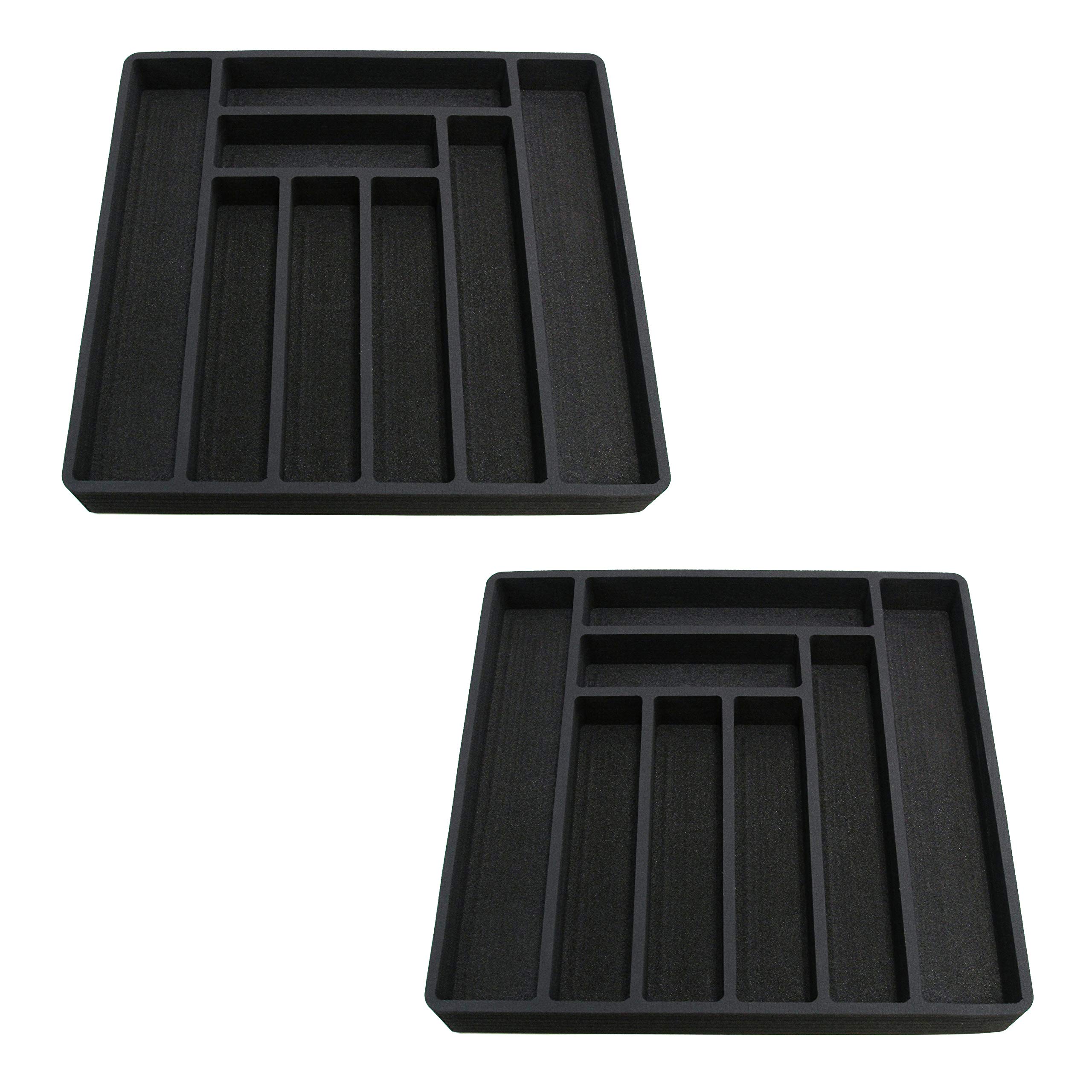 Polar Whale 2 Large Flatware Silverware Drawer Organizers for Cutlery Forks Knives Spoons Serving Utensils Non-Slip Premium Waterproof Tray Insert 19 x 18 Inches 8 Slot Extra Deep Pair Set