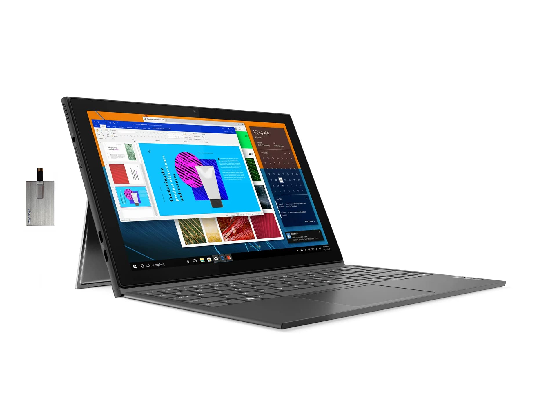 LENOVO Ideapad Duet 3i 10.3" FHD Touchscreen Laptop, Intel Celeron N4020, 4GB RAM, 64GB eMMC Storage, 5MP Webcam, Graphite Gray, Windows 11, 128GB Snowbell USB Card (Renewed)