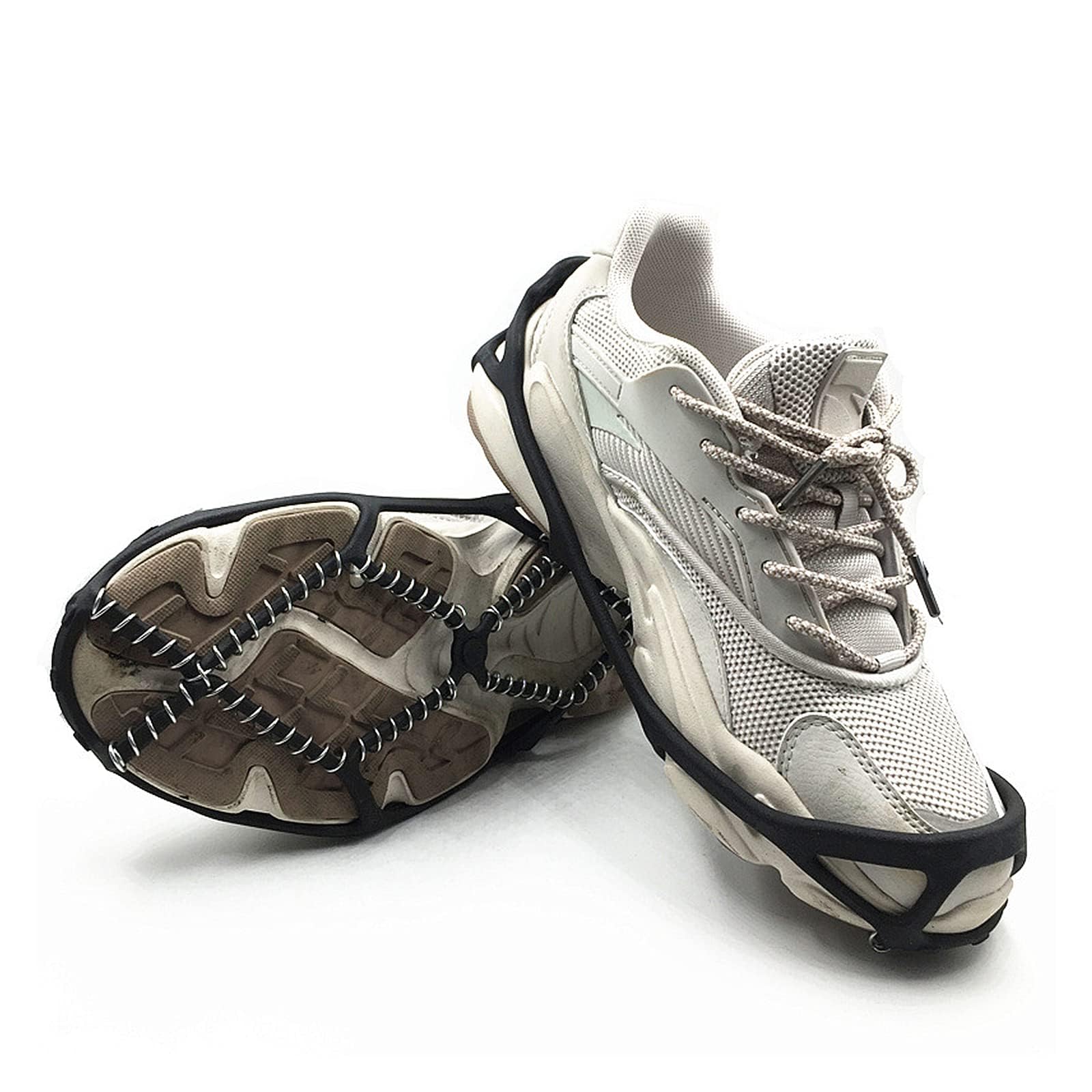 UMILAKE Hiking and Walking Traction Cleats/crampons for Hiking Boots(1 Pair) for Walking on Snow and Ice, and Rock(M(Ladies 6-8.5))
