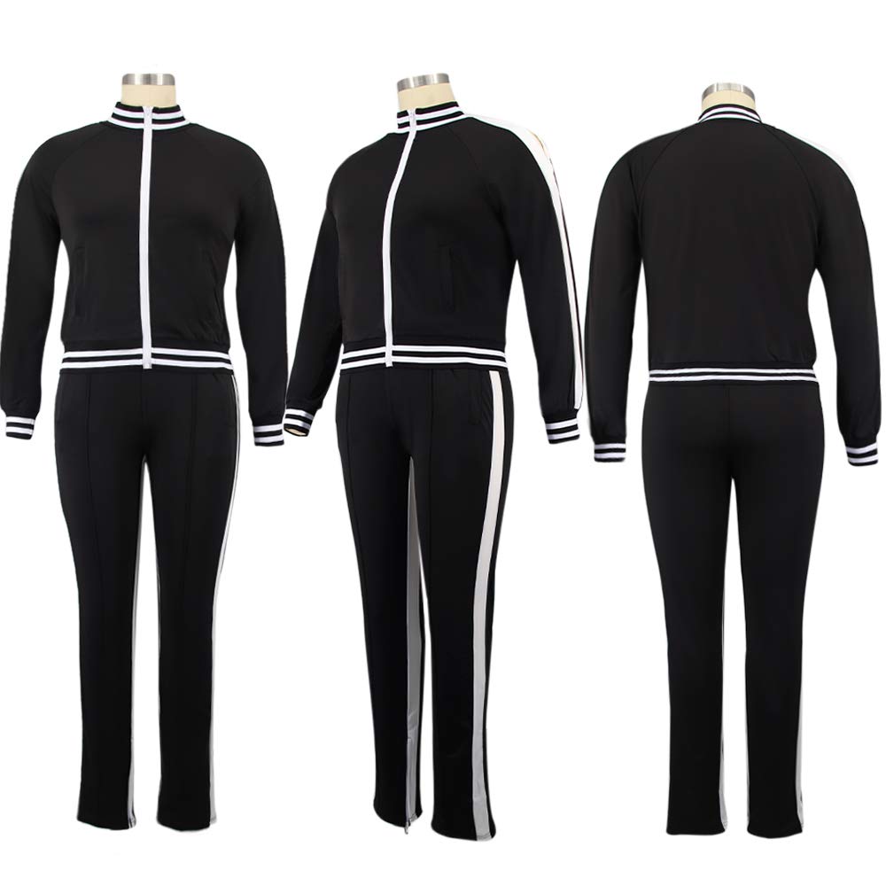 Ophestin Womens Plus Size 2 Piece Tracksuits Outfit Long Sleeve Jacket Skinny Sweatpants Set Green 3XL