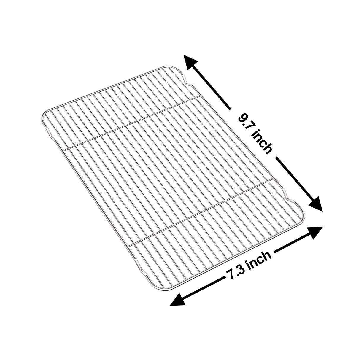Small Stainless Steel Cooking Rack Set 2, Little Baking Rack Pack of 2, for Cooling Baking Roasting Grilling Drying, Rectangle 9.7x7.48x0.6 inch, Fits Small Toaster Oven, Oven & Dishwasher Safe