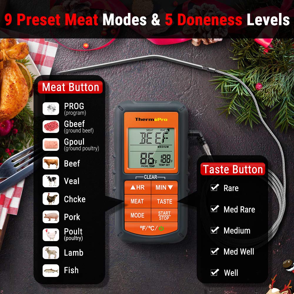 ThermoPro TP605 Instant Read Digital Meat Thermometer for Cooking + ThermoPro TP06B Digital Grill Meat Thermometer with Probe